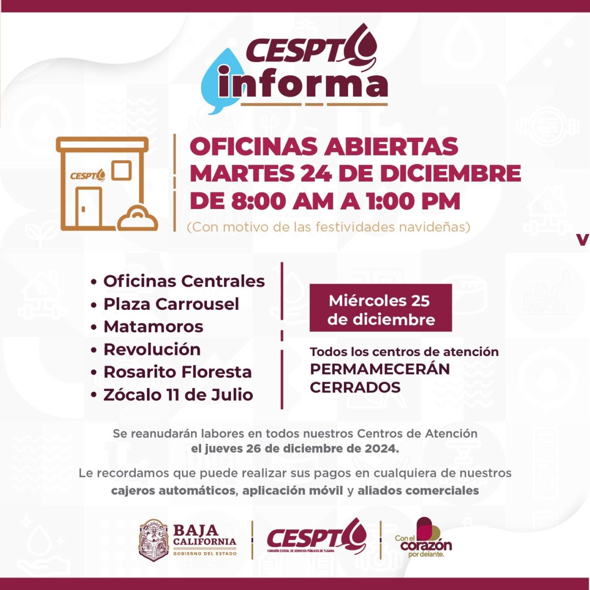 CESPT anuncia horarios de atención para el 24 de diciembre – Said Betanzos